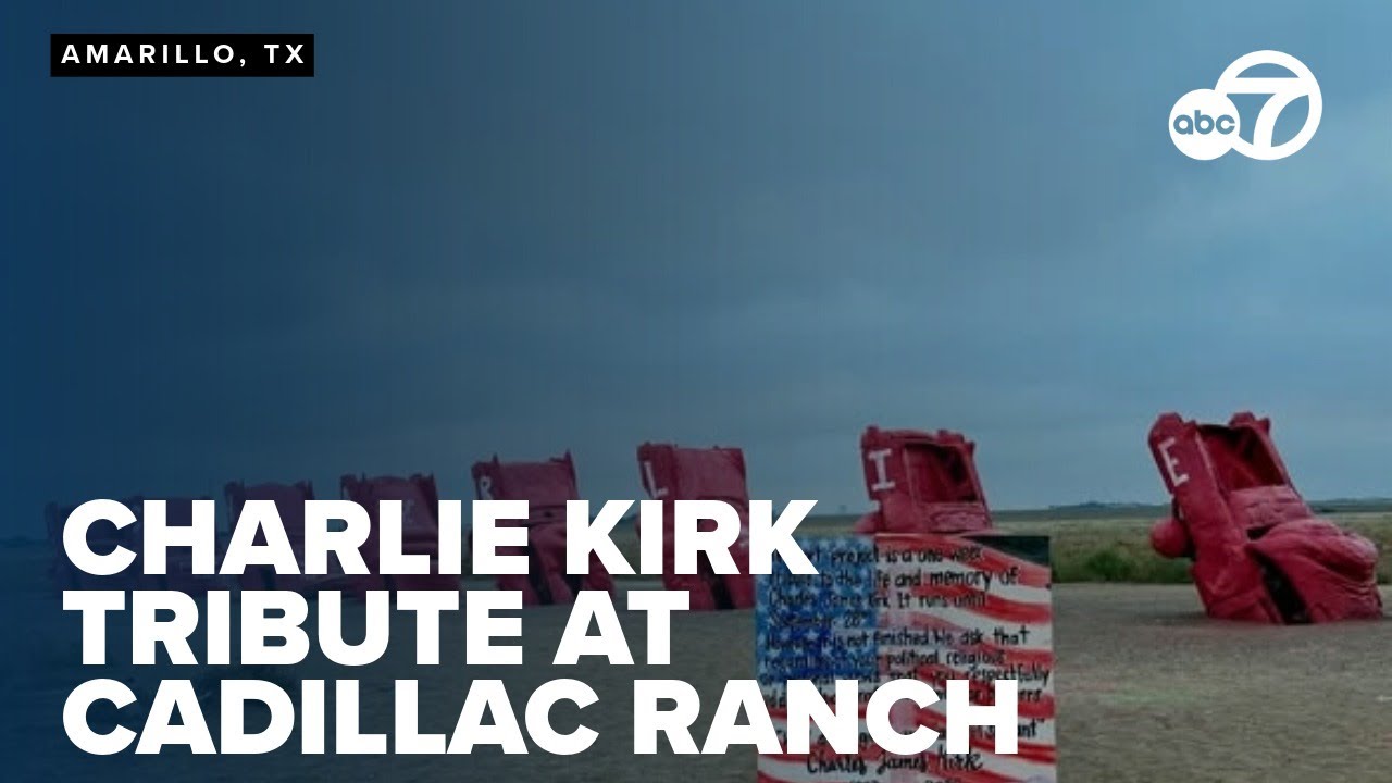 Cadillac Ranch turned into tribute to Charlie Kirk - YouTube