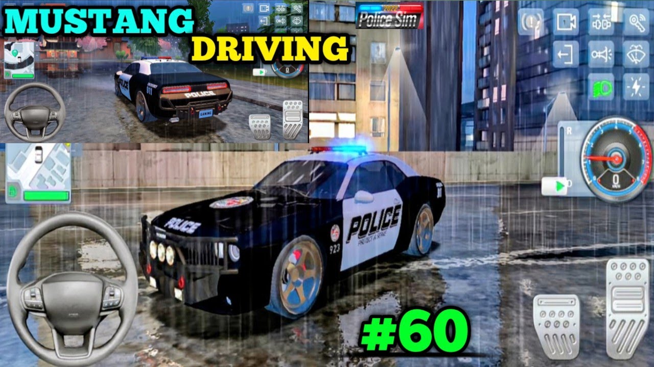 MUSTANG,AUDI,BMW CAR DRIVING IN HEAVY RAIN । POLICE SIMULATOR। CARS ...