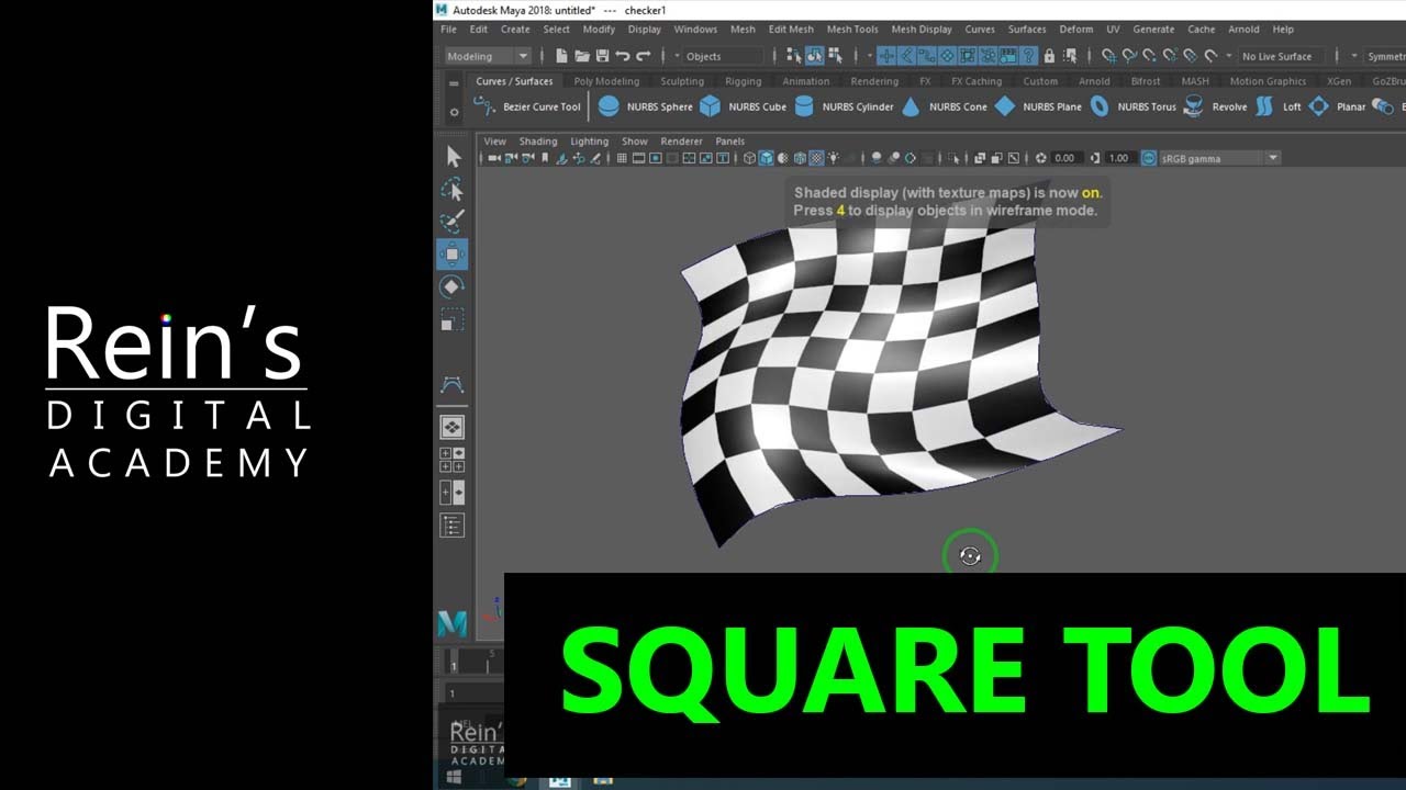 24. Square tool Surfaces Menu. Maya Modeling Tutorial for beginners ...