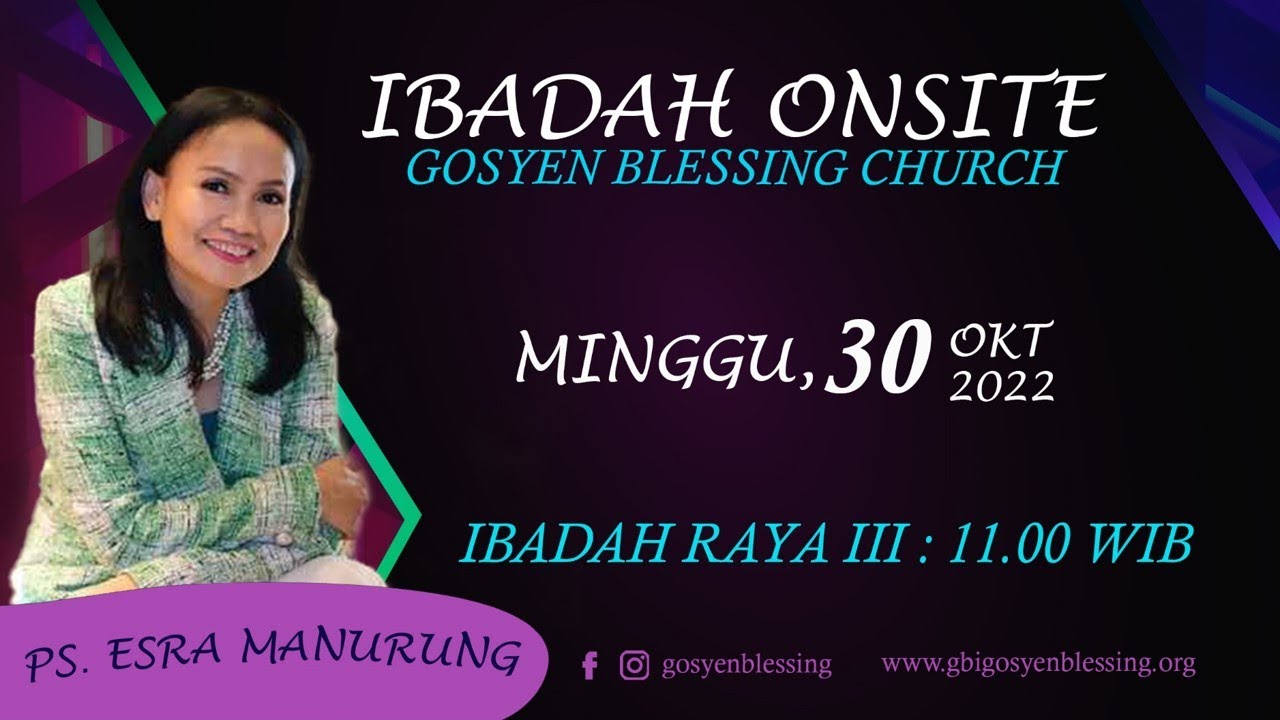 Ibadah Onsite Raya Iii Gbc 30 Oktober 2022 I Ps Esra Manurung Youtube