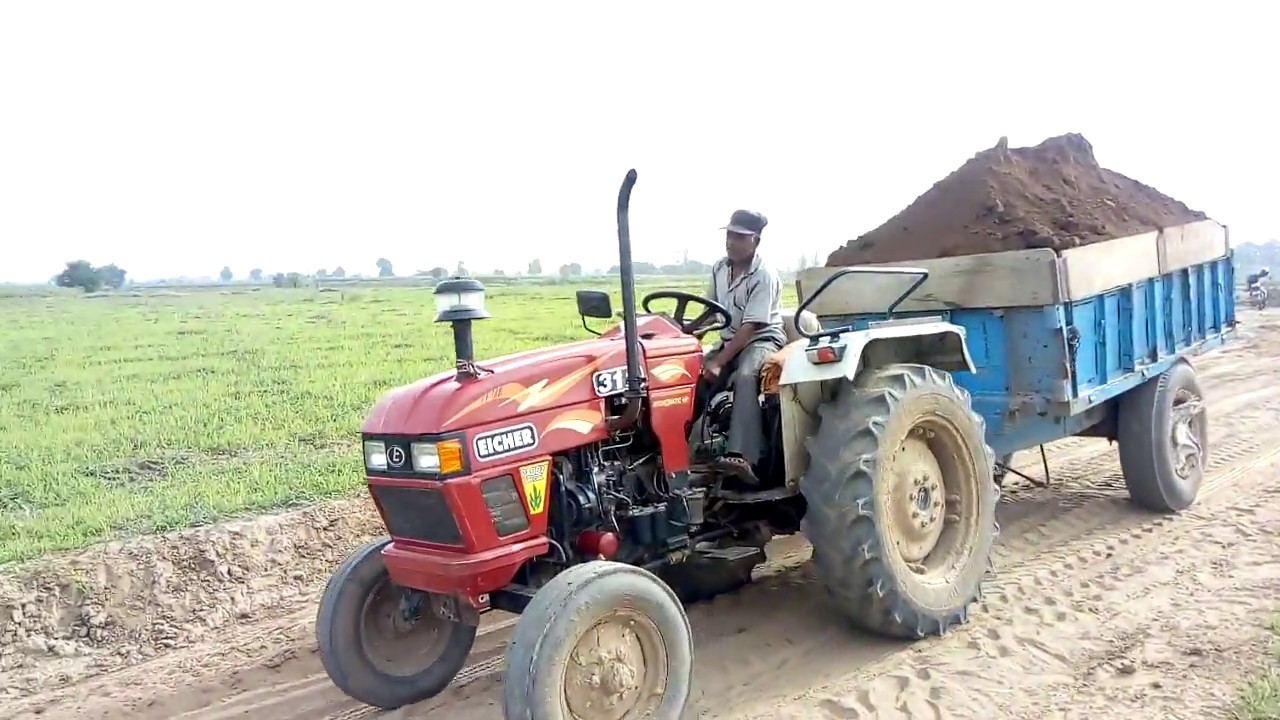 Eicher 312 RED tractor customer review in the field - YouTube