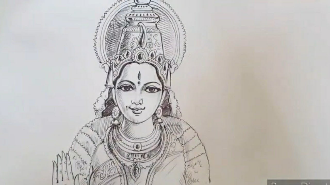 Amman face drawing by R.Jayaprasanna. MFA Rajaguru art - YouTube