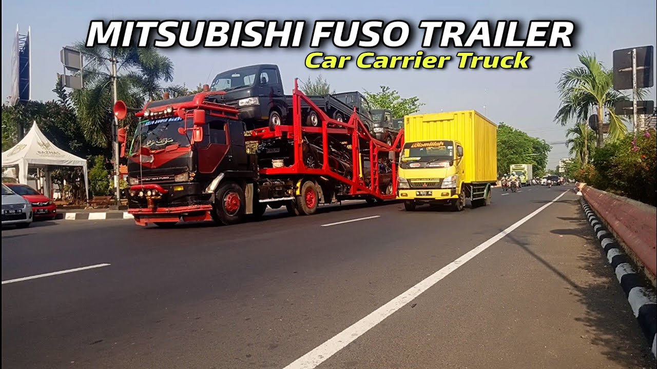 Truck trailer Mitsubishi Fuso muatan mobil pickup Suzuki CARRY || Car ...