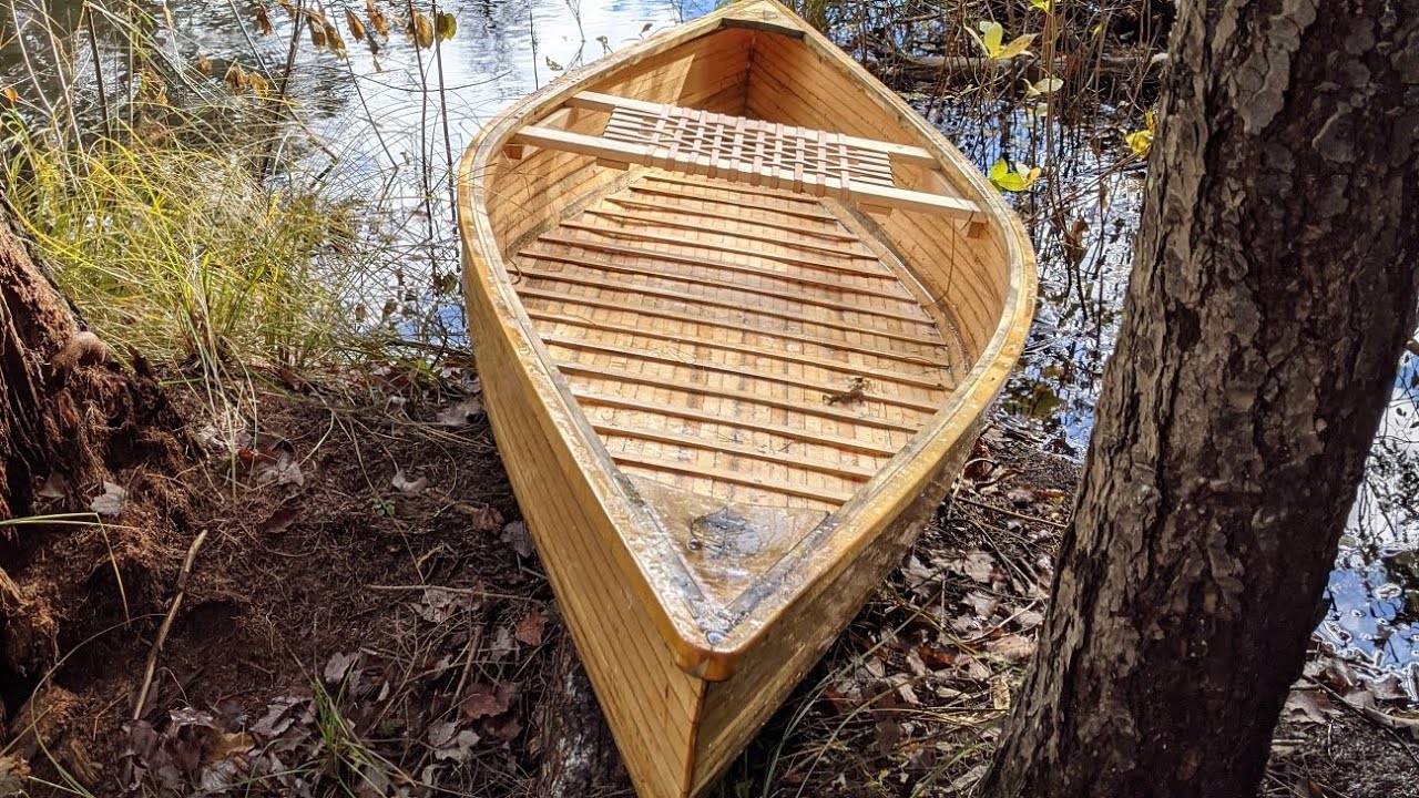10 foot pine strip canoe build - YouTube
