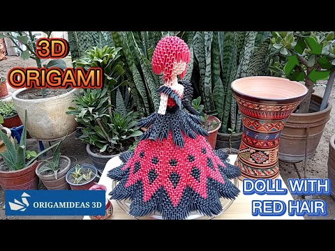 Doll with red hair | 3D Origami | Muñeca con cabello rojo | Origamideas 3D | Victorian doll | Muñeca
