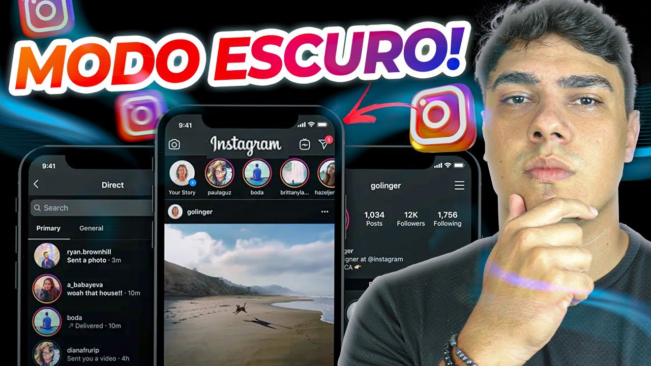 Como ATIVAR o MODO ESCURO no Instagram (Atualizado 2023) Tema Noturno ...