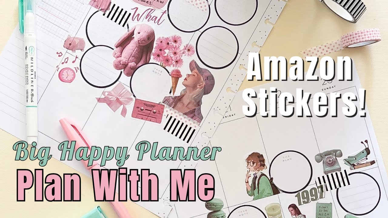 Plan With Me - Big Vertical Happy Planner - Amazon stickers - Pink ...
