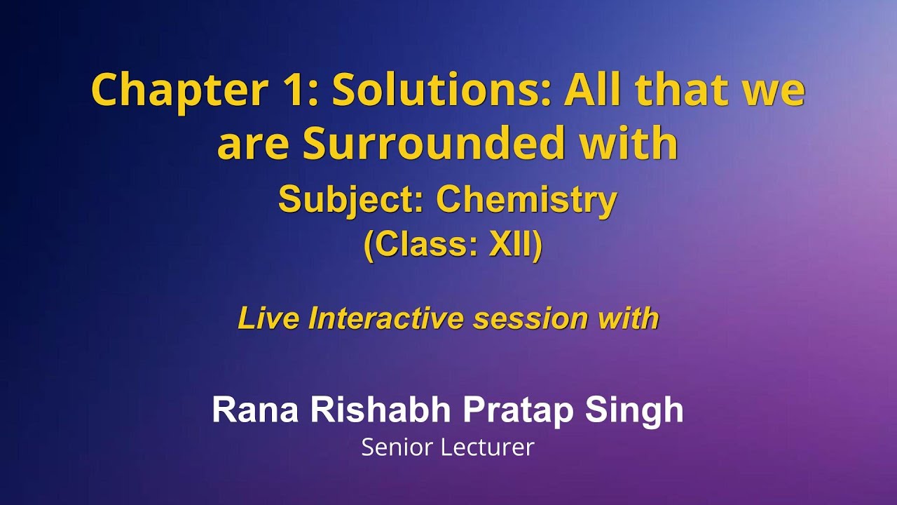 Live Interaction on PMeVIDYA :Solutions: All that we are surrounded ...