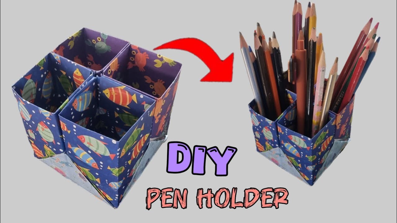 How To Make Pen Stand With Paper | DIY Pen Holder Craft | Easy Paper ...