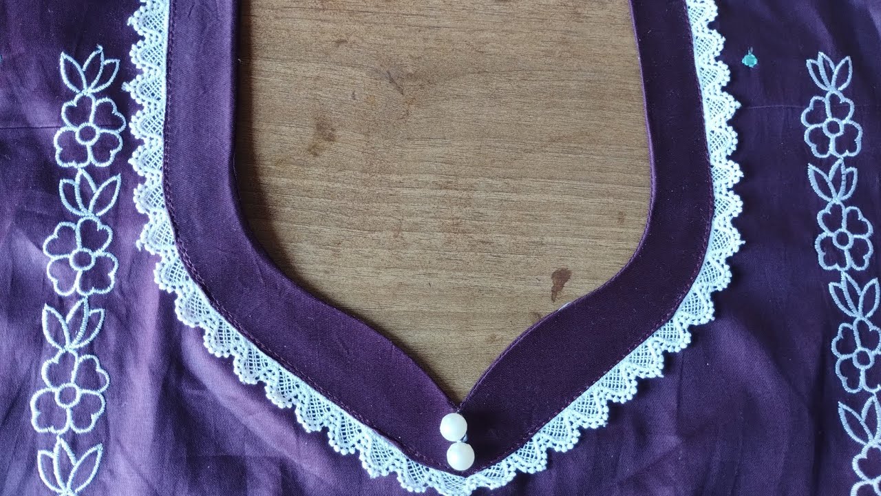 Simple kurti lace neck design # easy trike s gla lace design # most ...
