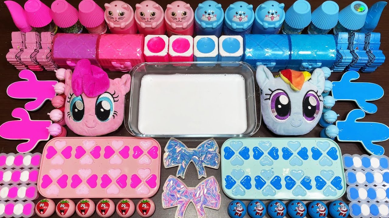 PINK vs BLUE Slime ! Mixing Random Things into Glossy Slime #1319 - YouTube