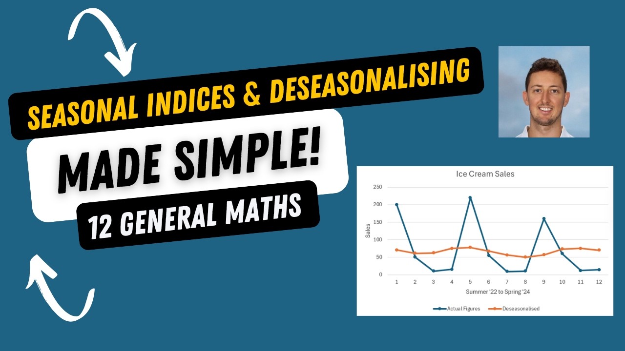 Year 12 General Maths - Seasonal Indices & Deseasonalising Data - YouTube