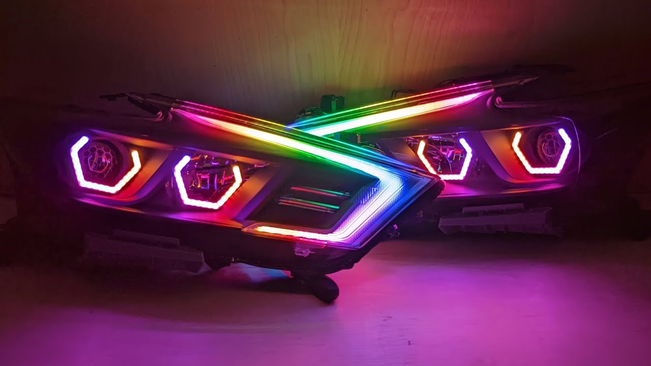 2016-2018 Nissan Maxima custom headlights with Chasing Hex Halos and ...