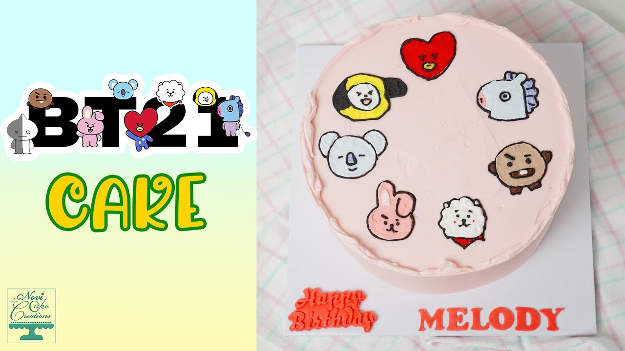 Cara Membuat Kue Ulang Tahun BT21 - Buttercream Character (BT21 Cake ...