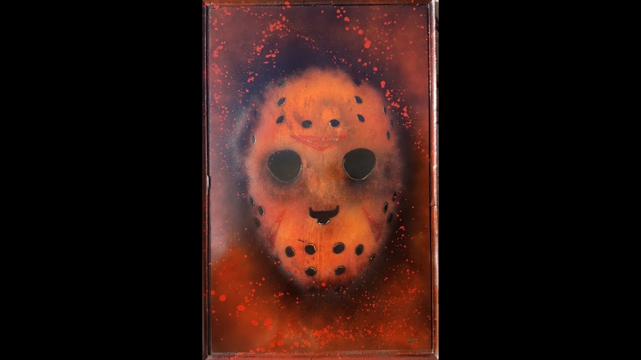 Jason Friday the 13th mask spray paint art spray paint art - YouTube
