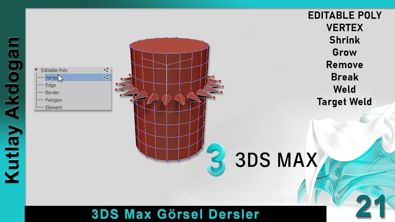Autodesk 3DS Max Dersleri-21 3DS Max Editable Poly-VERTEX - YouTube