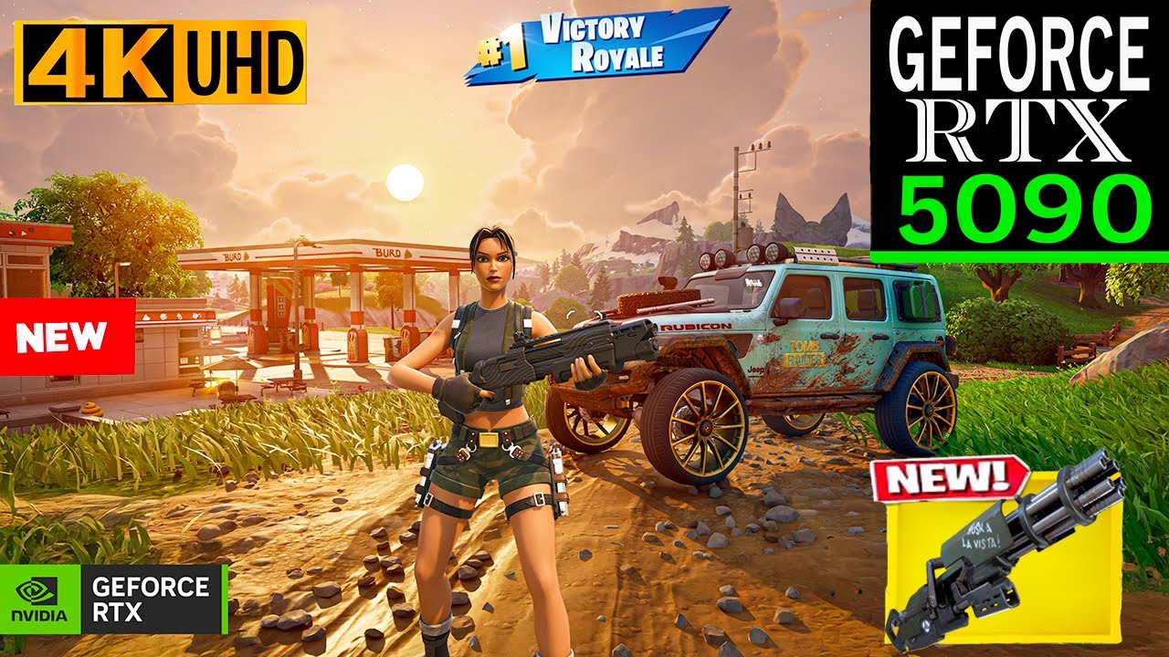 Fortnite on RTX 5090 | Lara Croft and Jeep Wrangler gameplay | 4K Max ...
