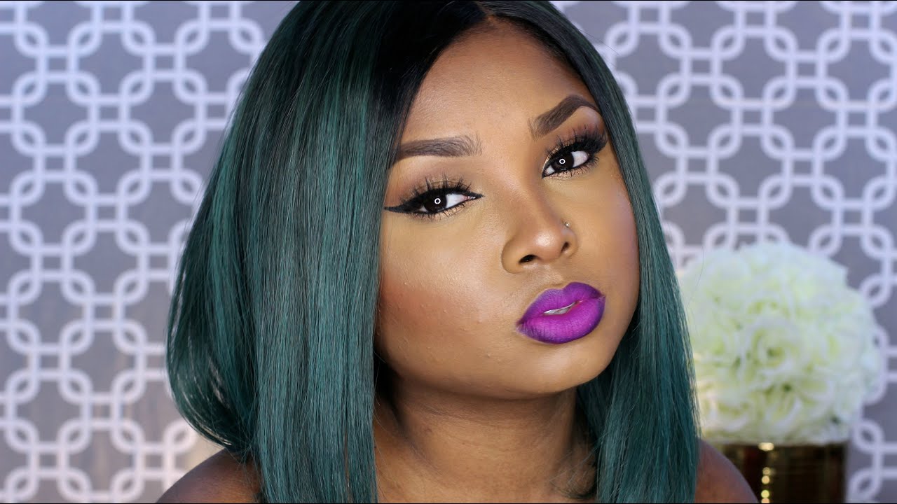 Bold Purple Lips and Cat eyeliner - Full face tutorial! - YouTube