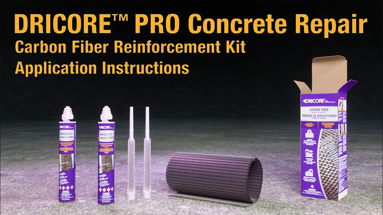 DRICORE PRO Concrete Repair Carbon Fiber Reinforcement Kit Application ...