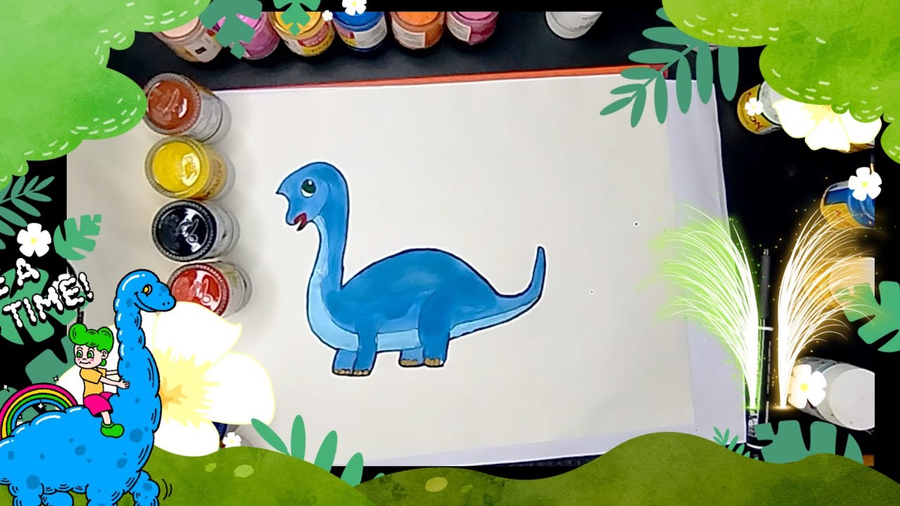 T-REX DINOSAUR 🦕 draw for kids with color / Easy drawing step by step ...