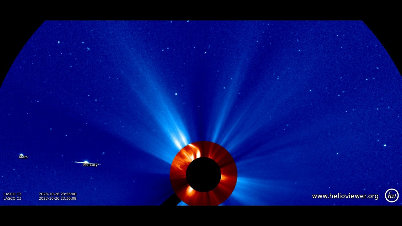 LASCO C2/C3 (2023-10-26 20:12:09 - 2023-10-27 08:06:08 UTC) - YouTube