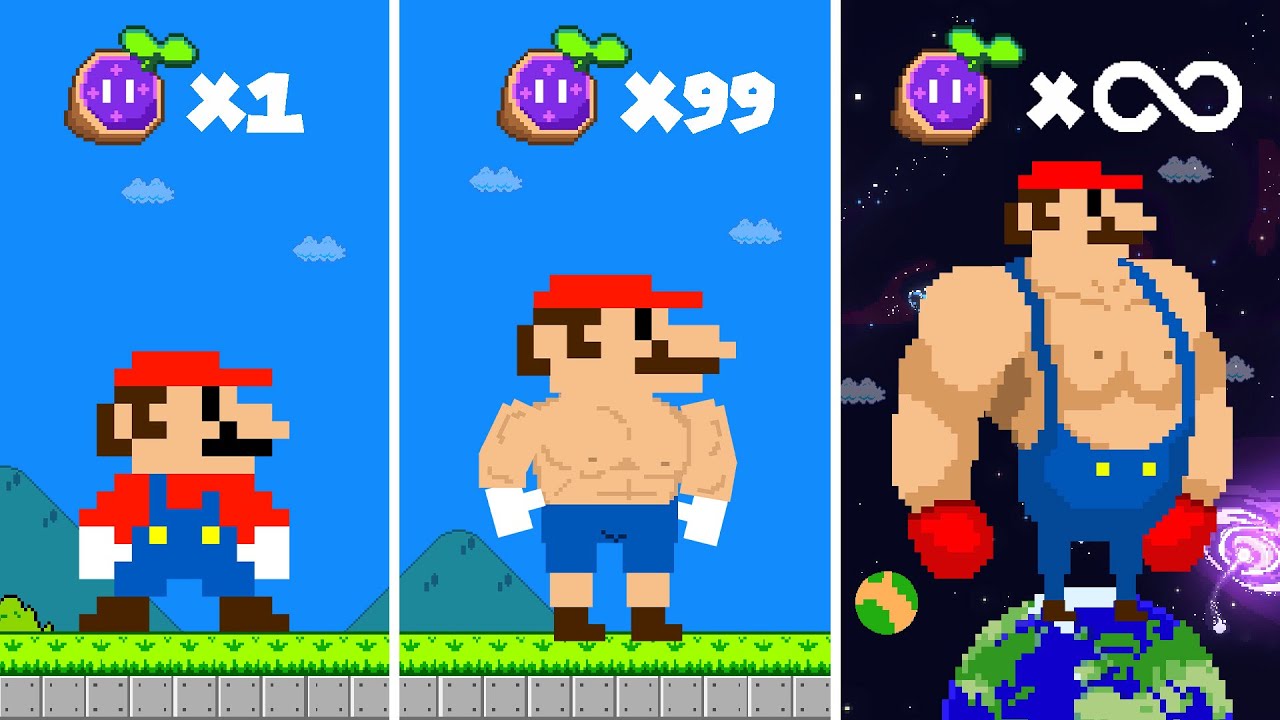 Super Mario Bros. but Every Seed Powerups Makes Mario MUSCLE #1 | Game ...