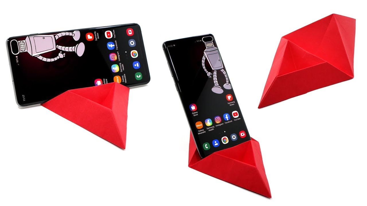 How To Make Paper Mobile Stand Without Glue || DIY Origami Phone Holder ...