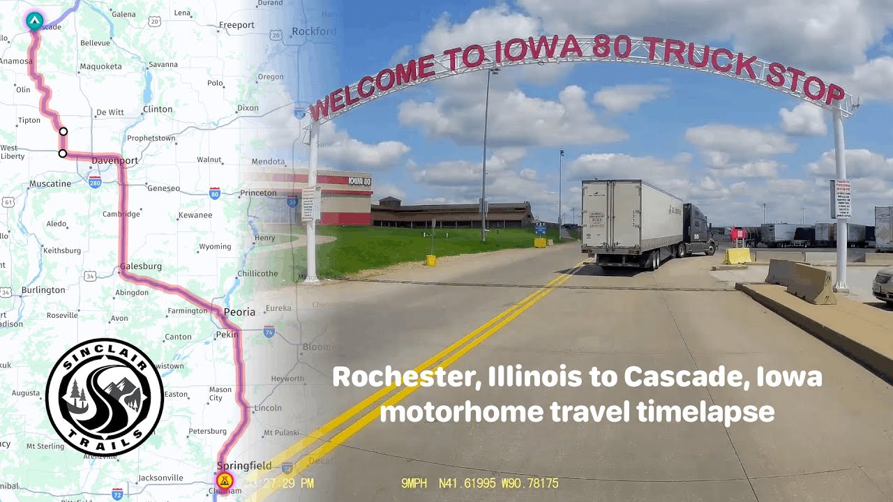 Rochester, Illinois to Cascade, Iowa motorhome travel timelapse - YouTube