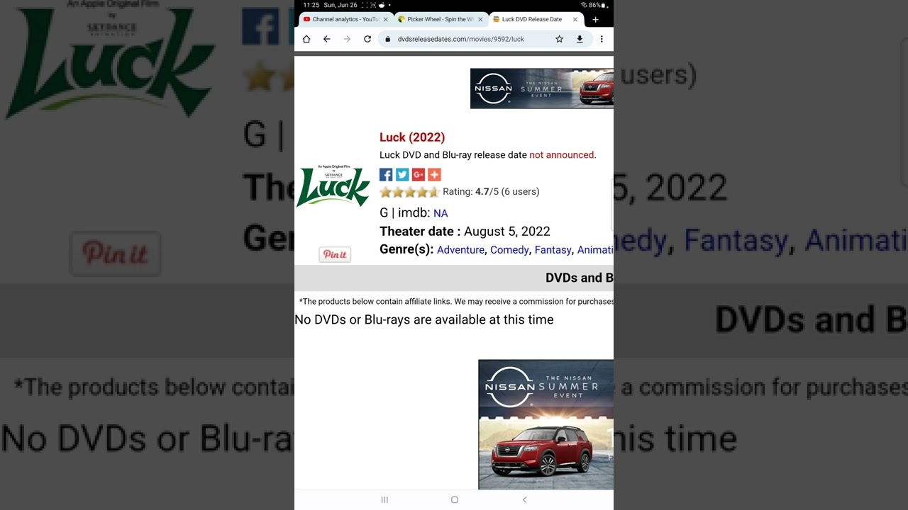 luck Blu ray and DVD release date leaked - YouTube