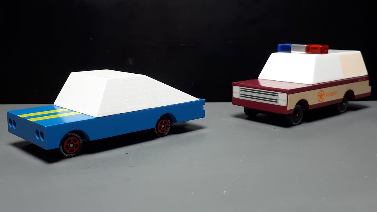 Candycars Blue Racer #8 & Sheriff Truck by Candylab Toys wooden diecast ...