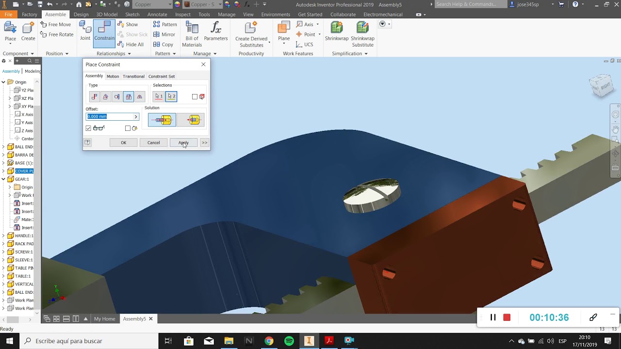 Inventor - Ensamble y Plano de ensamble - YouTube