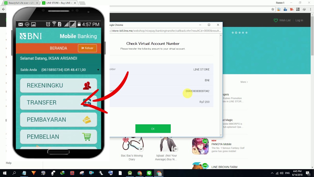 Cara Membeli Stiker Line Dengan Transfer Bank - YouTube