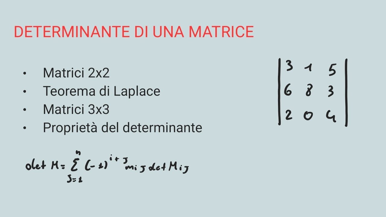 Determinante di una matrice. Teorema di Laplace. Spiegazione ed ...