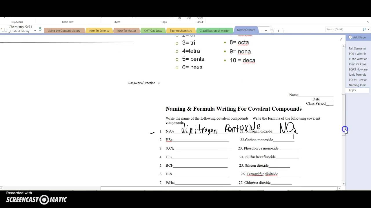 Formula Writing and Naming Covalent Compounds - YouTube