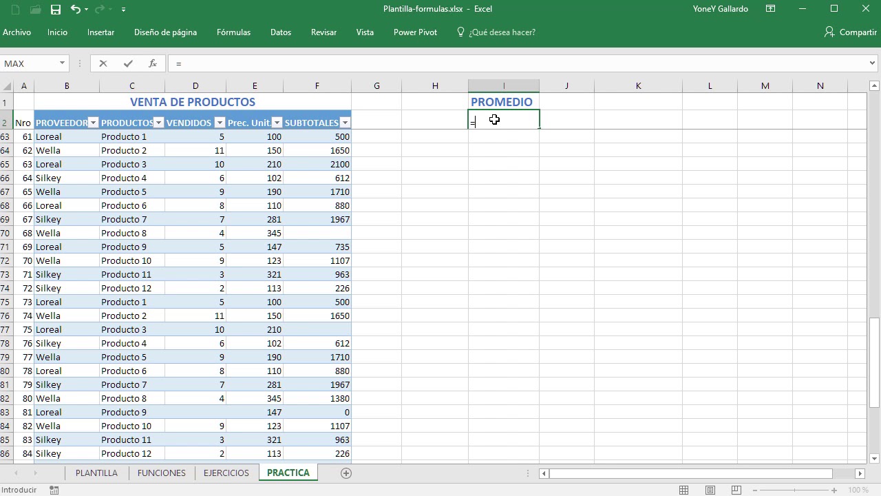 Función PROMEDIO en Excel - YouTube