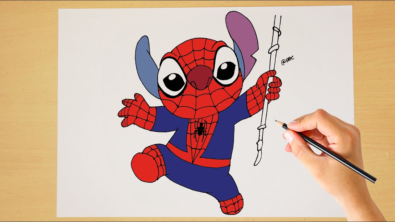 How to draw Stitch in Spider man Suit | Step by step tutorial | Stitch ...