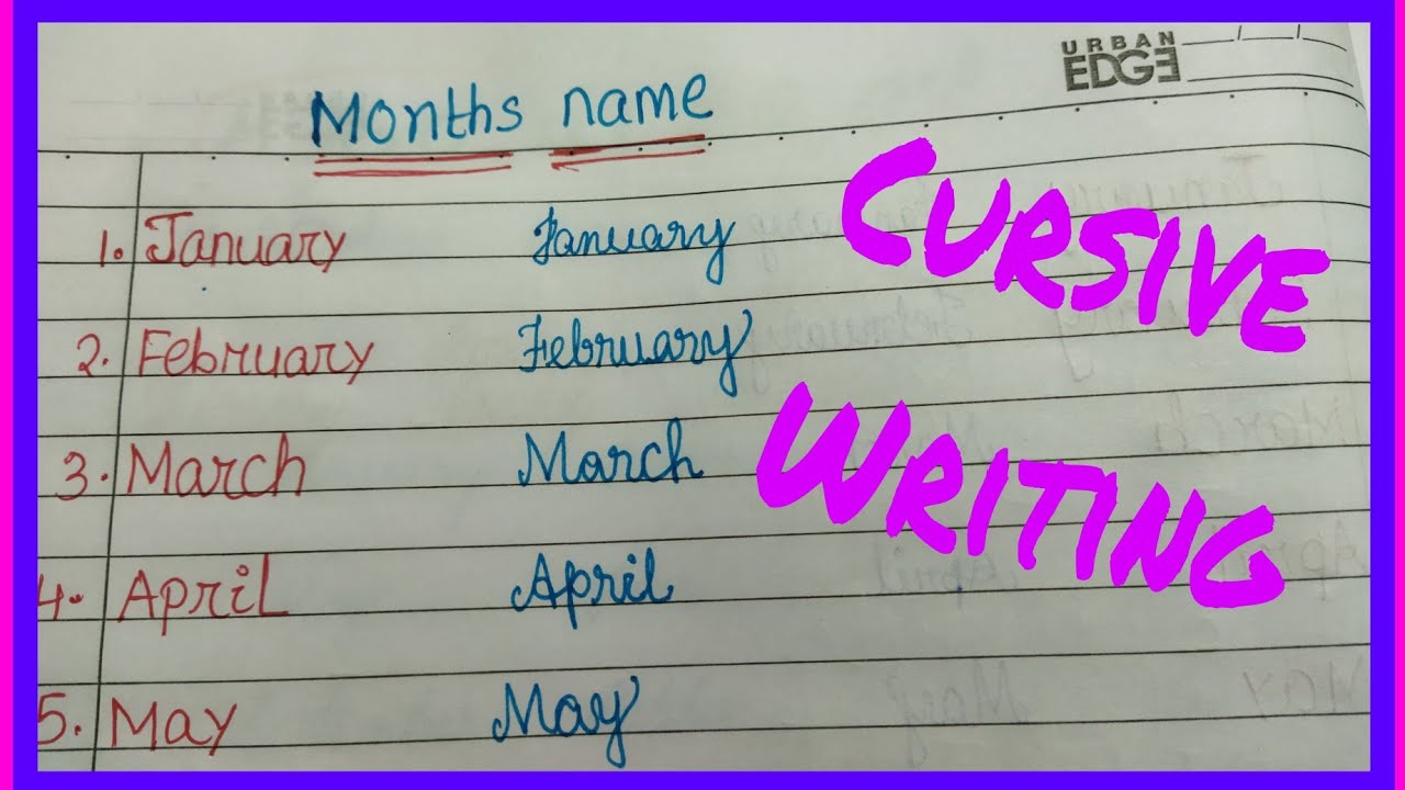 How to write Months name in cursive handwriting||months name||cursive ...