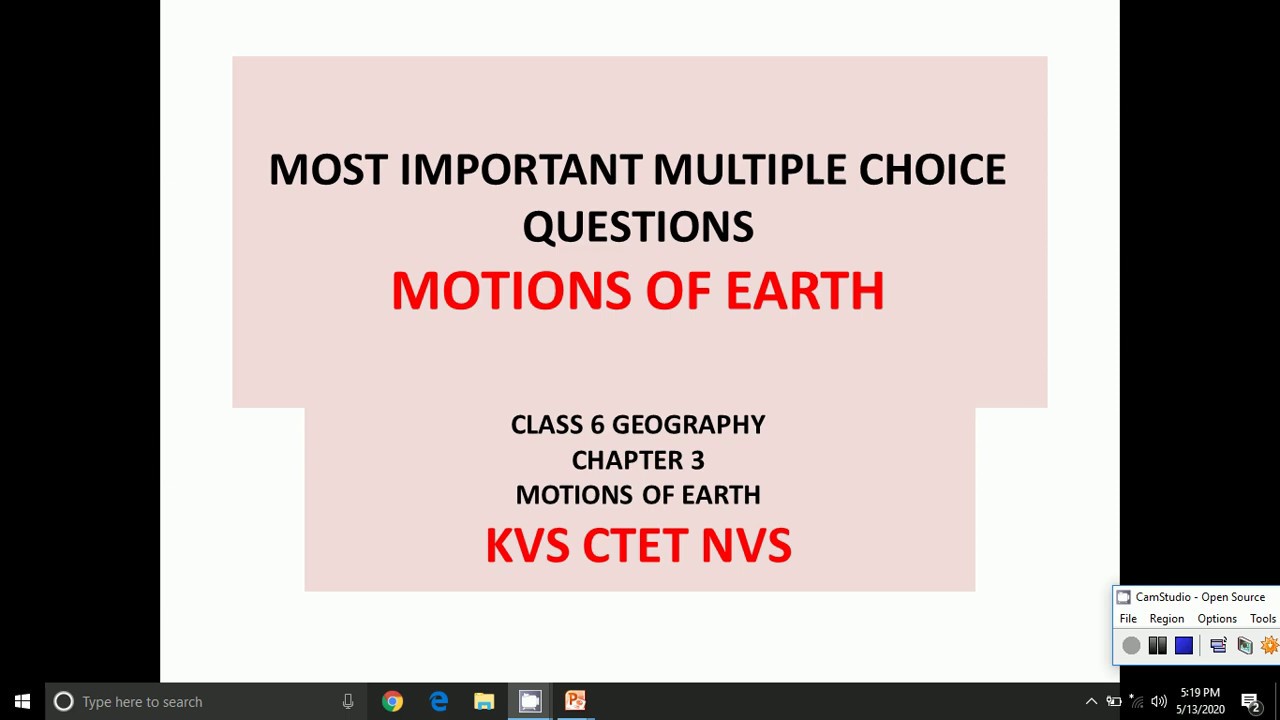 MOST IMPORTANT MULTIPLE CHOICE QUESTIONS BASED ON MOTIONS OF THE EARTH ...