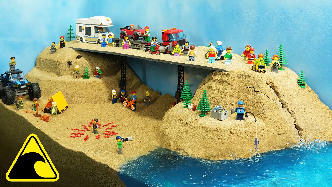 Lego Bridge Collapse - Tsunami Causes Bridge Disaster - Wave Machine ...