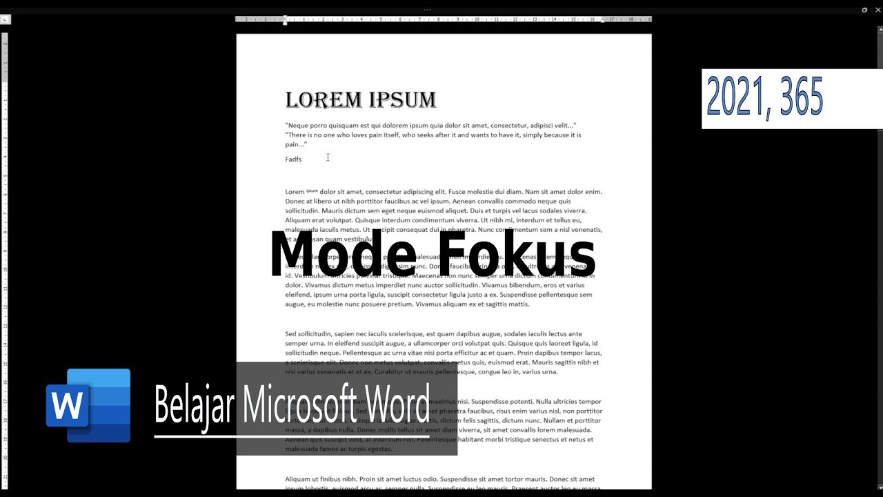 Fitur Mode Fokus Microsoft Word 2021, 365 - YouTube