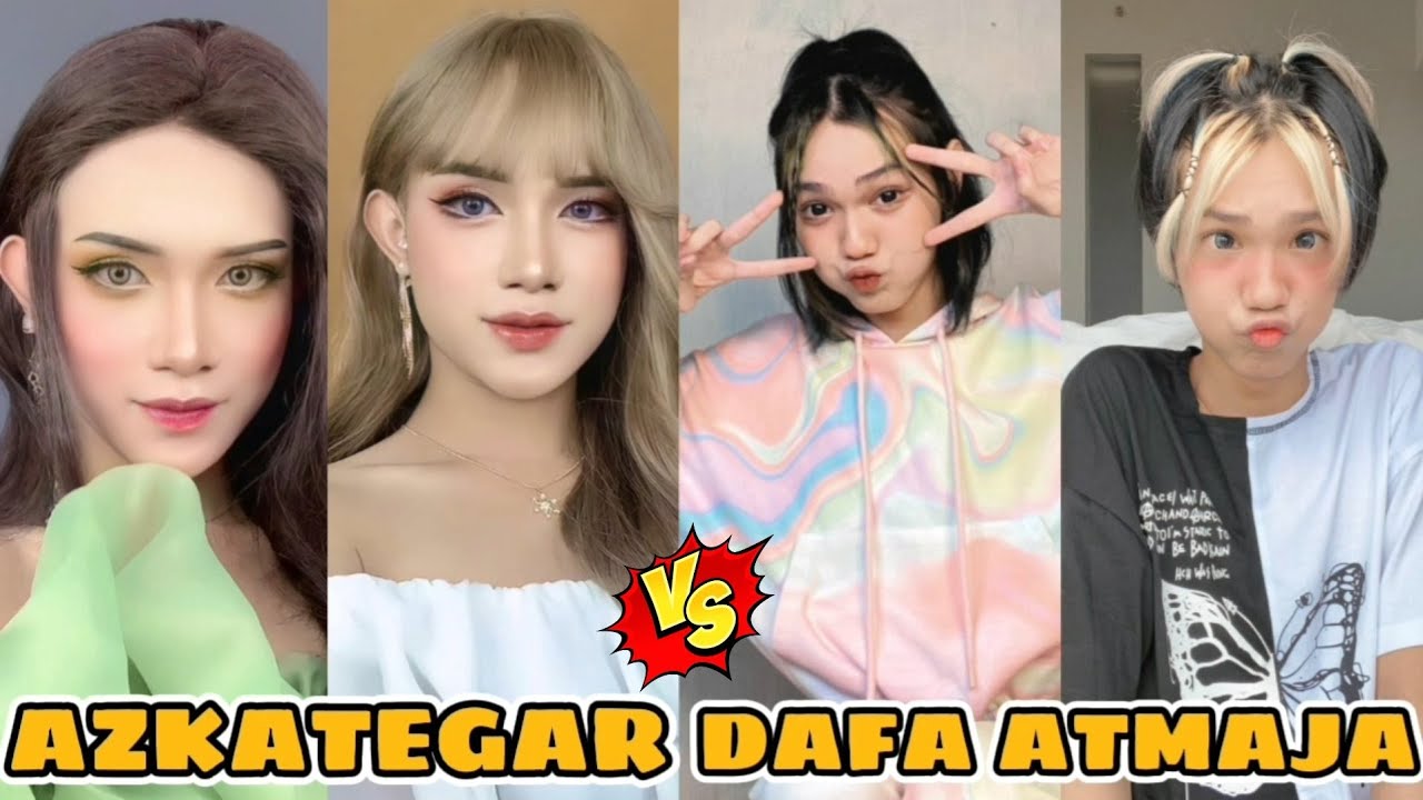 AZKHA TEGAR VS DAFA ATMAJA TIKTOK COWOK MAKE UP JADI PEREMPUAN CANTIK ...