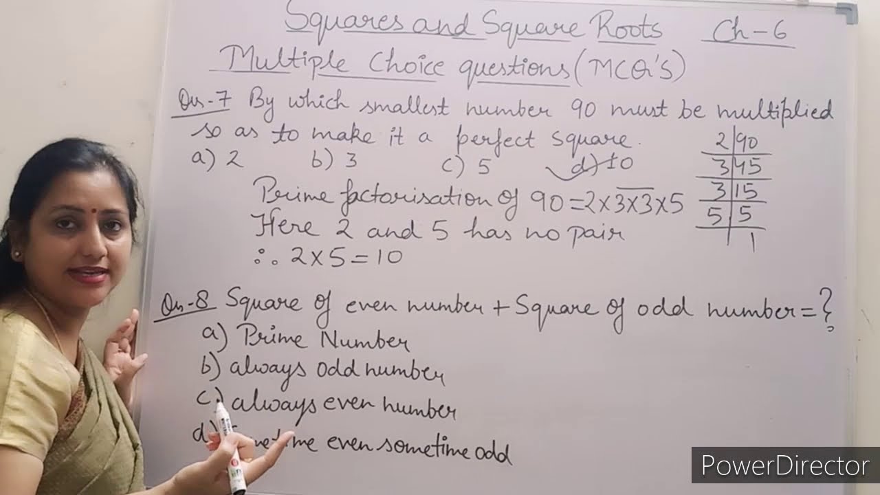 Best MCQ Class 8 Square & Square Roots Chapter 6 || MCQ SQUARE AND ...