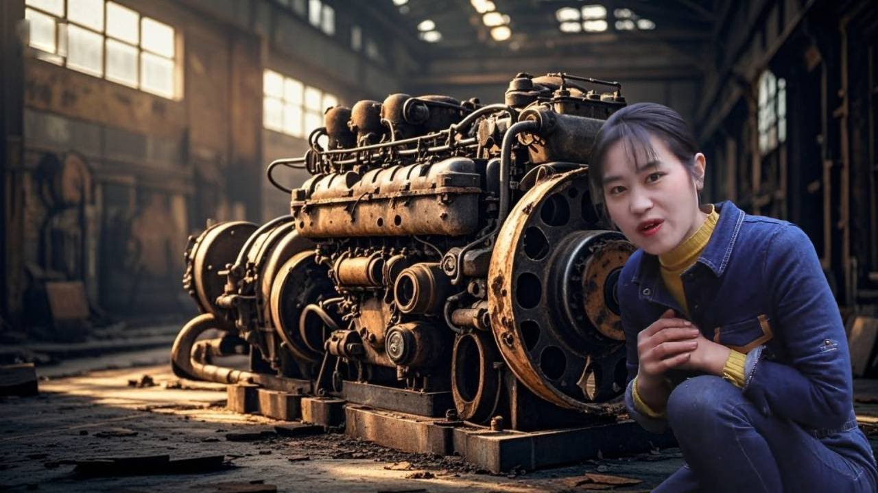 Talented girl refurbishes old diesel engine！#Mechanical - YouTube