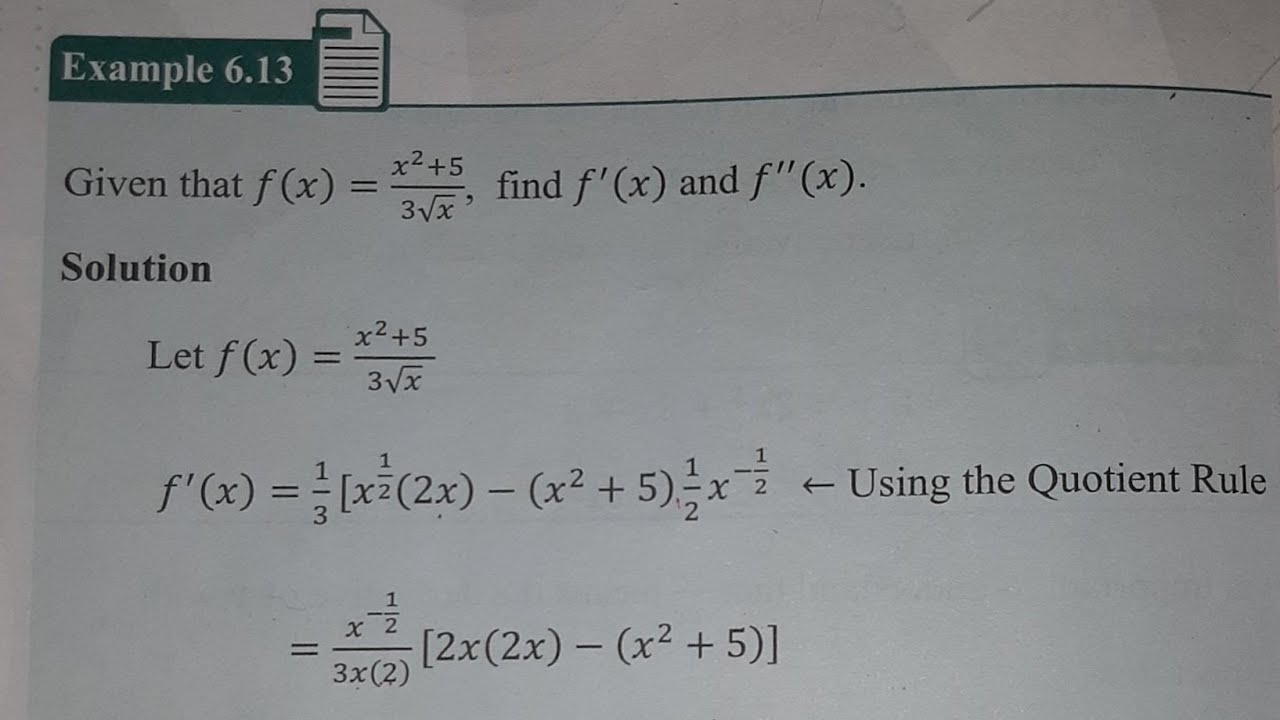 Math F4 |Differentiation| Example 6.13(@hageacademy )by Shafie ...