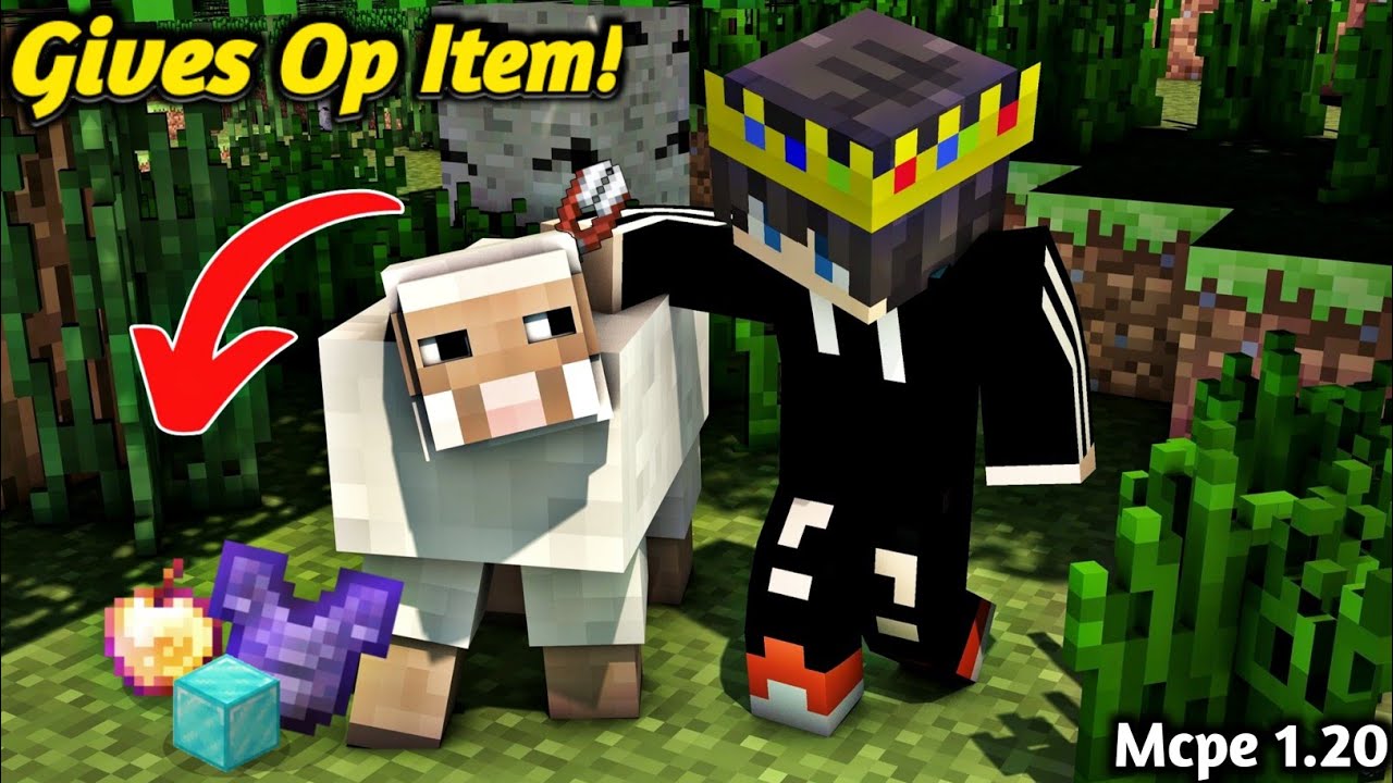 Minecraft but shearing sheep gives op item || Minecraft pe 1.20 ...