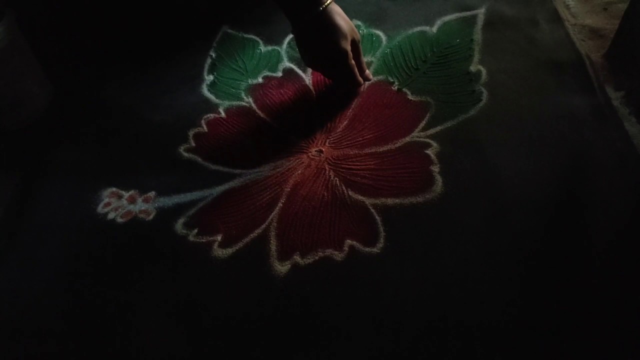 Beautiful hibiscus flower rangoli - YouTube