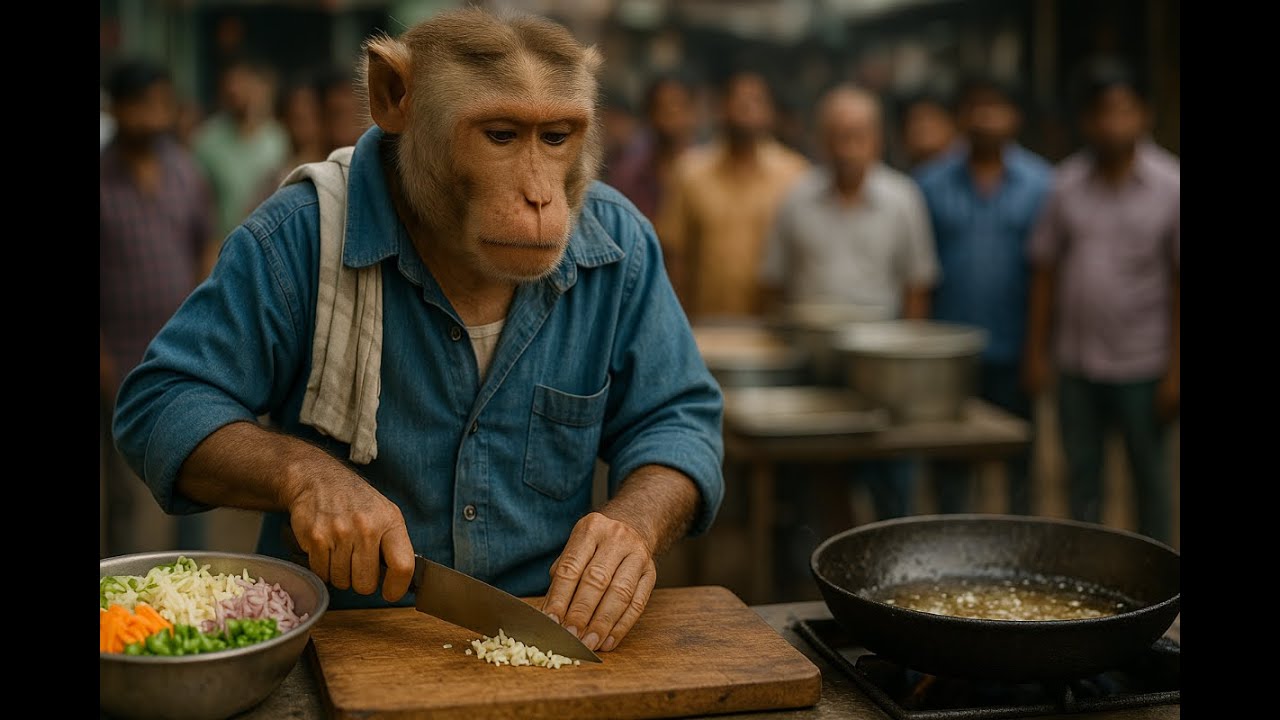 🤯 Monkey Chef Cooking Veg Manchurian on Indian Street – You Won’t ...