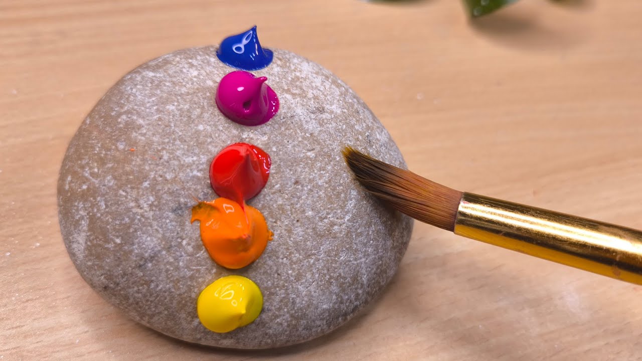 Simple Landscape Acrylic Painting on Stone |Stone painting |Relaxing ...