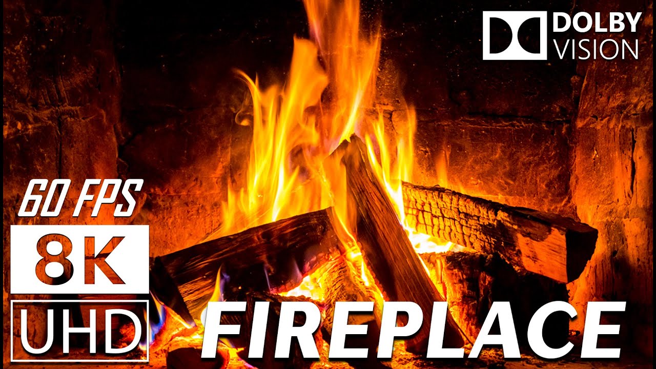 🔥 Cozy Fireplace 8K (8 HOURS). Fireplace Ambience with Crackling Fire ...