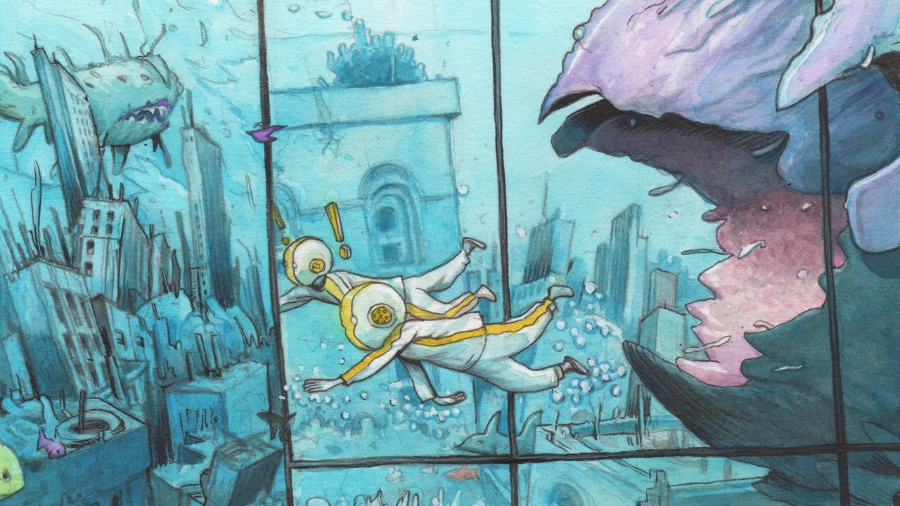 Swimming in the water(color comic book.) - YouTube